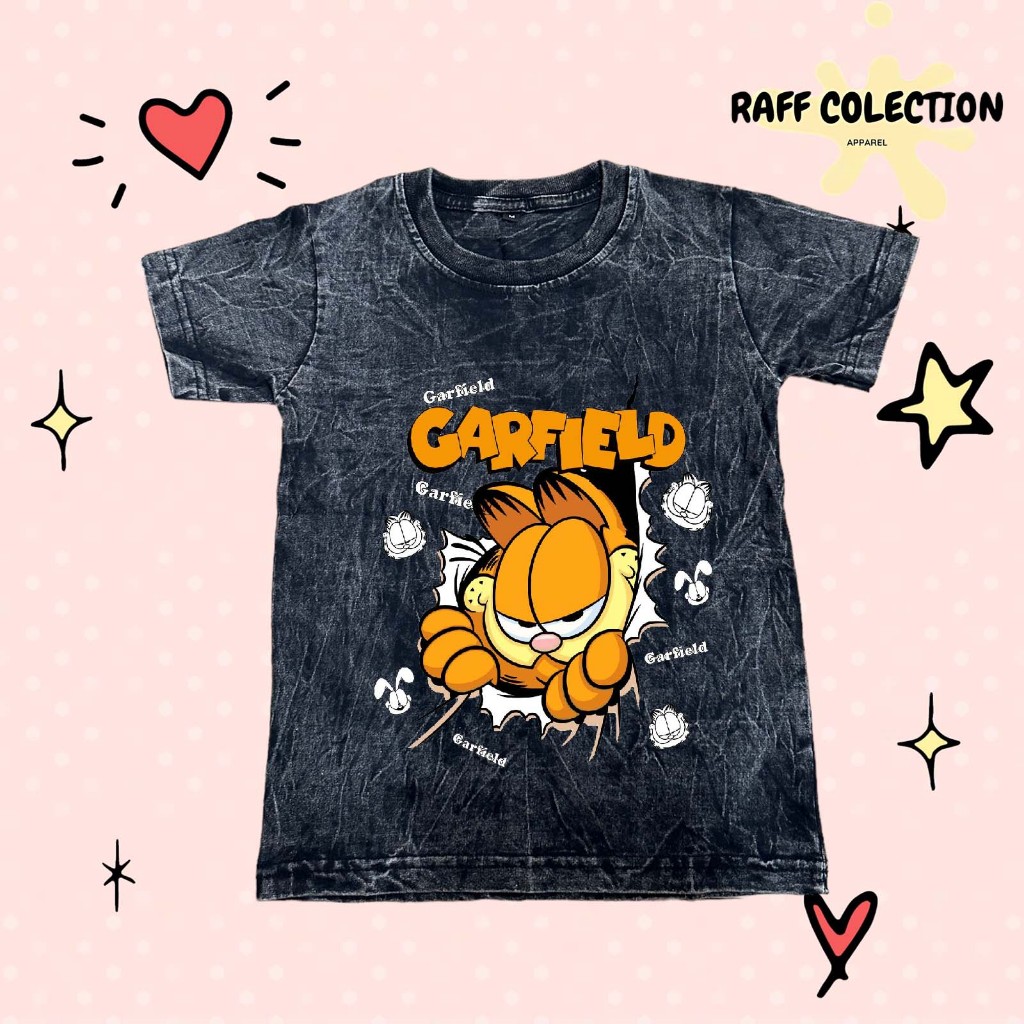 Jual [FREE NAMA] Baju Kaos Washed Motif Garfield Bahan Premium Unisex ...