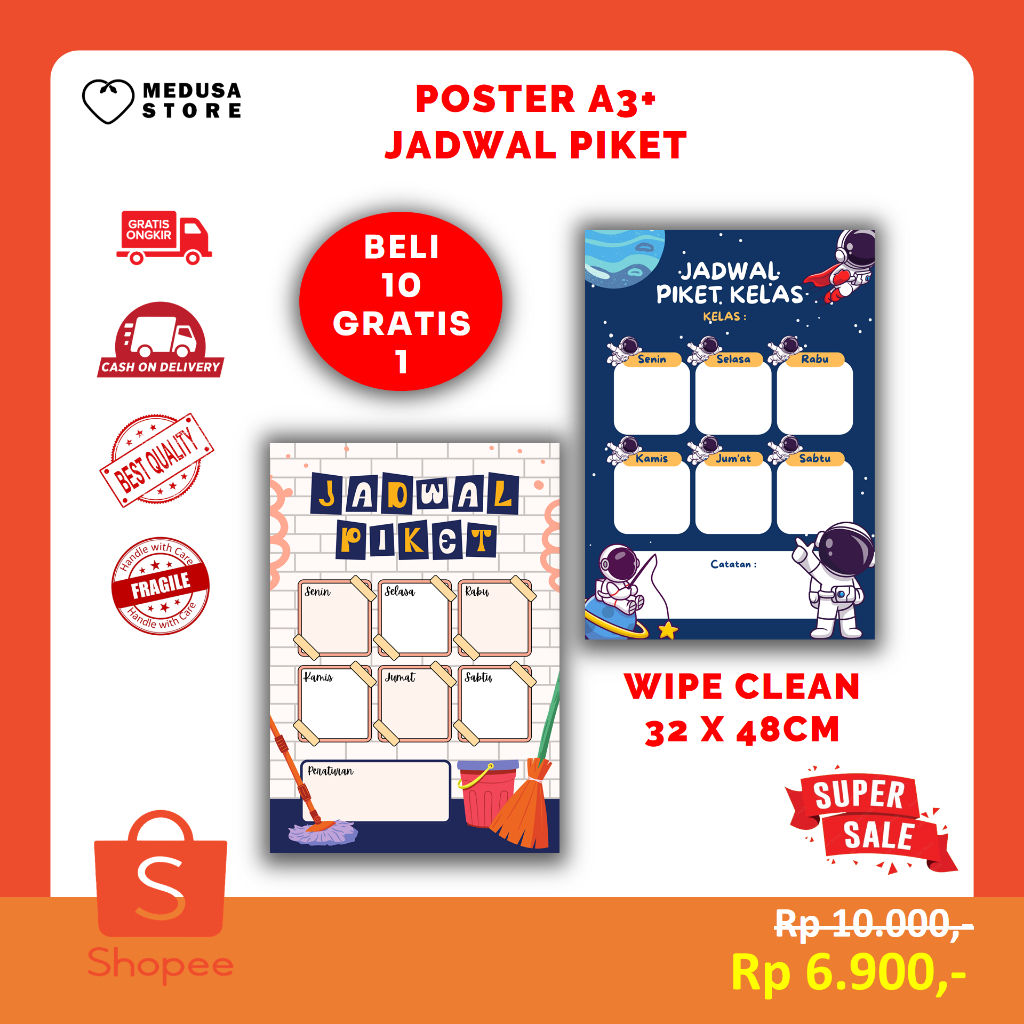 Jual Jadwal Piket Sekolah / Poster Piket Kelas | Shopee Indonesia