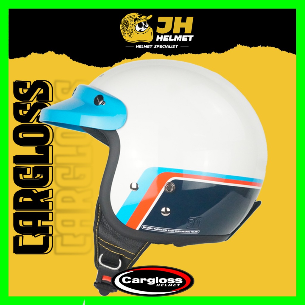 Jual Helm Cargloss Retro Original CFM Motif Race Track White Glossy ...