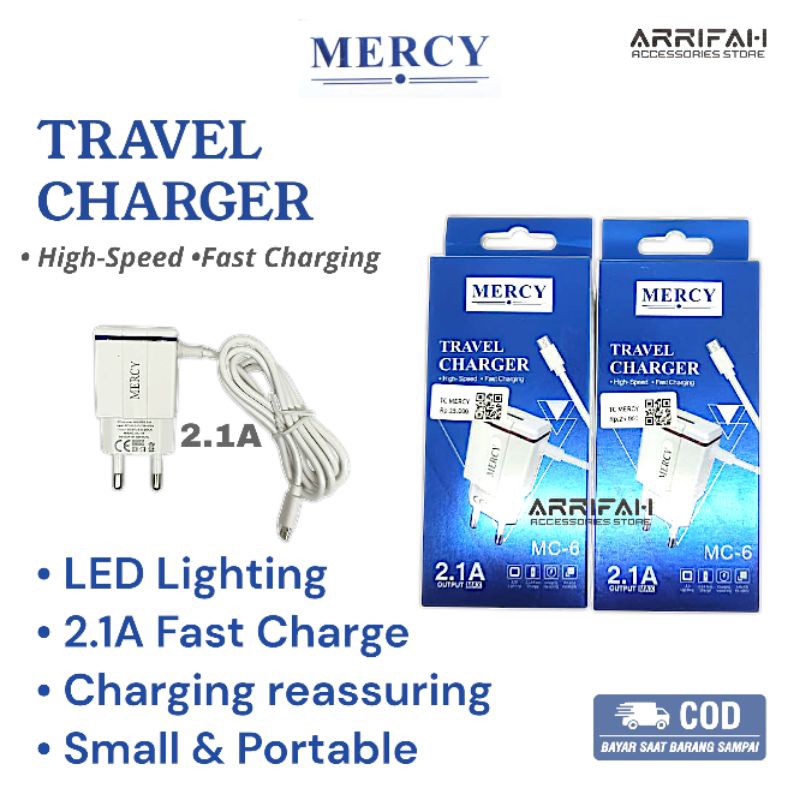 Jual TC MERCY 2.1A FAST CHARGING + KABEL MICRO | Shopee Indonesia