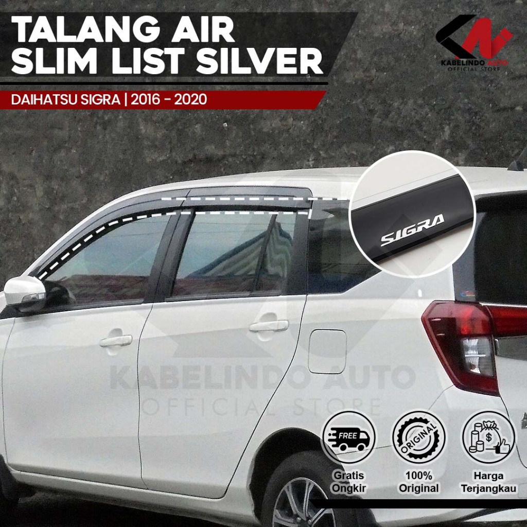 Jual Talang Air Pintu Mobil DAIHATSU Sigra 2016 - 2020 Model Slim List Chrome Silver 4 Pintu ...