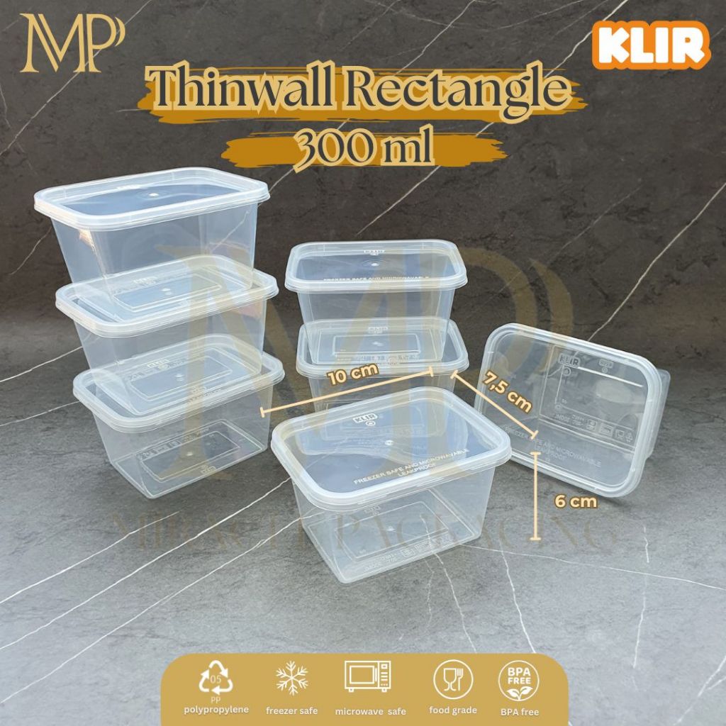 Jual Thinwall KLIR Rectangle 300ml / Food Container Food Grade / Kotak Makan Persegi Panjang 25 ...