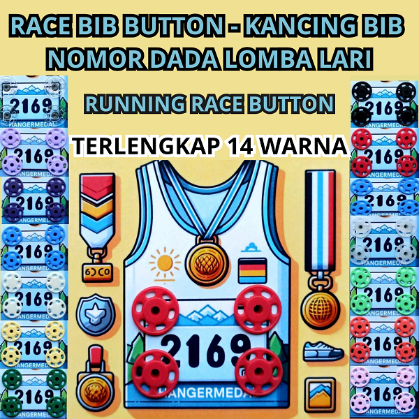 Jual Race BIB Button - Kancing BIB nomor dada Lomba Lari (1 set isi 4 ...