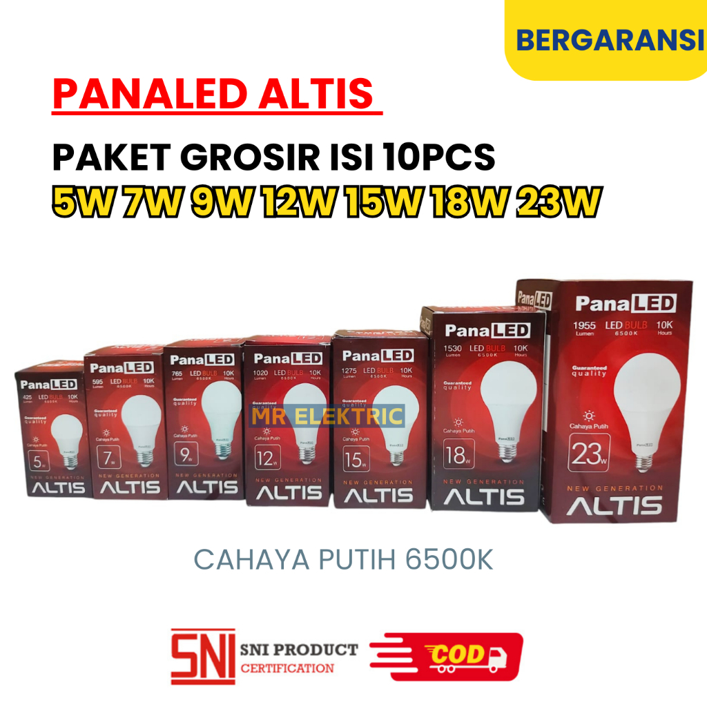 Jual PAKET 10PCS PANALED ALTIS 5W 7W 9W 12W 15W 18W 23W GARANSI LAMPU LED BULB BOHLAM BERGARANSI ...