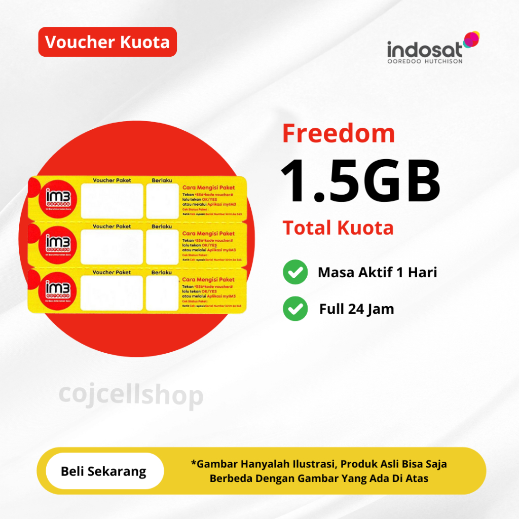 Jual Voucher Indosat Freedom 1.5GB 1 Hari Full 24 JAM - Voucher IM3 ...