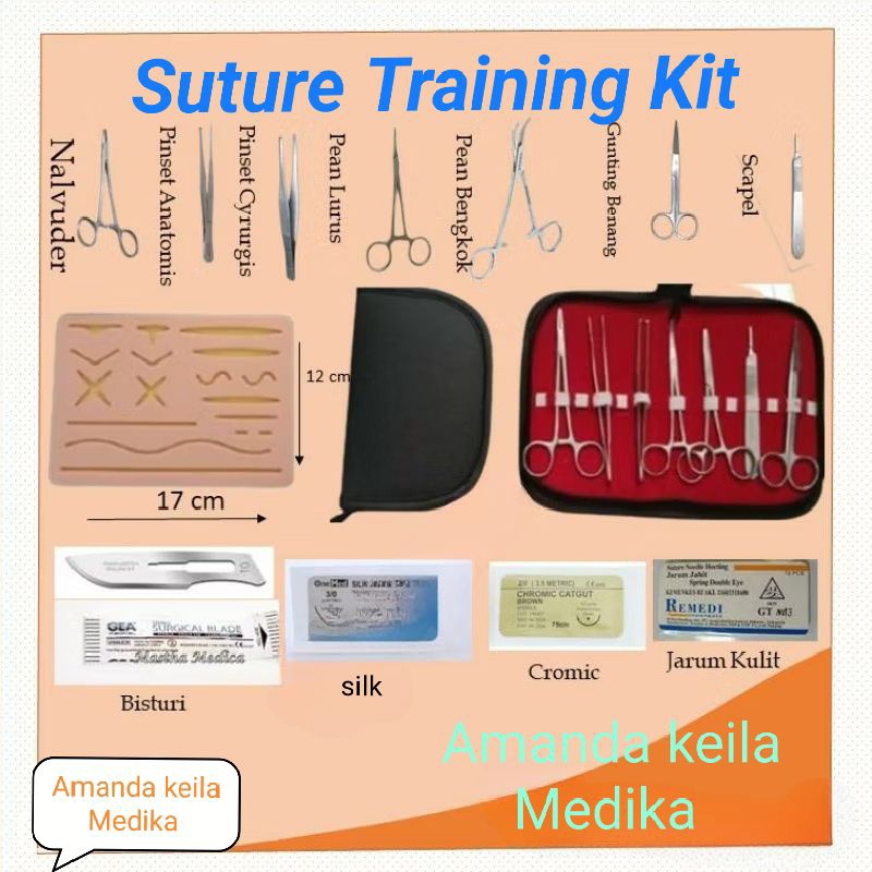 Jual Suture Training Kit / Hecting Pad 3 Layer / Set Skin Silicone Pad ...