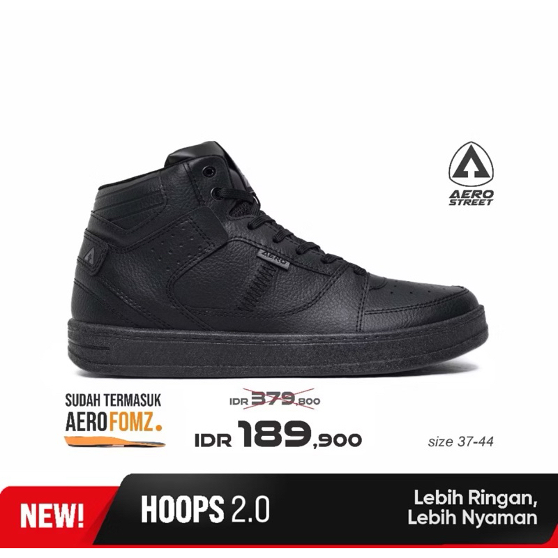 Jual [ ORIGINAL 100% ] AEROSTREET HOOPS HIGH ALL BLACK LIMITIED EDITION ...