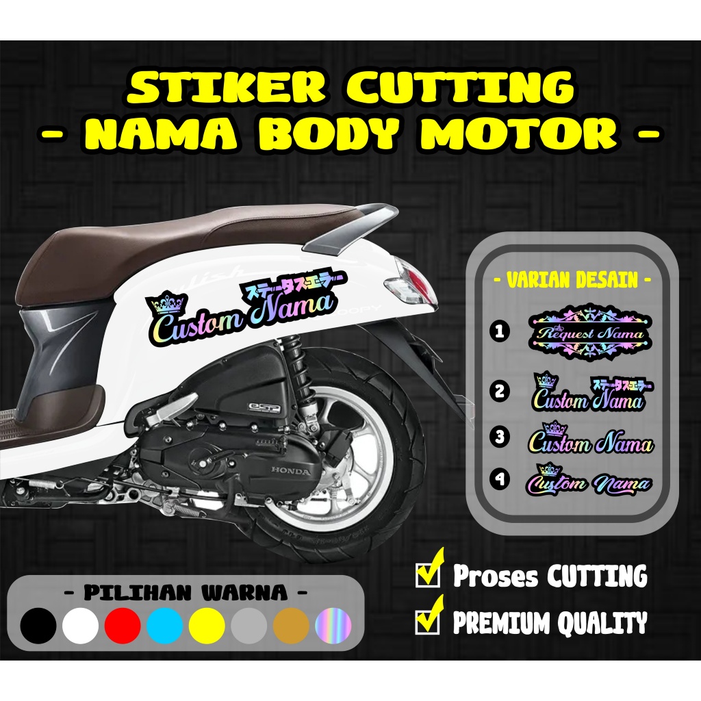 Jual STIKER || CUTTING STICKER CUSTOM NAMA UNTUK BODY MOTOR || STIKER ...