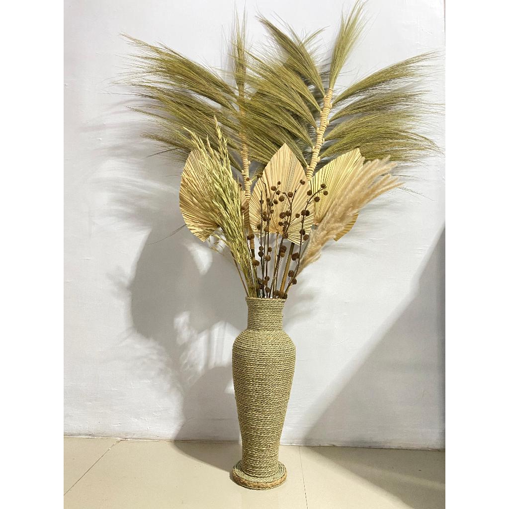 Jual Paket Bunga Kering dan Pot Jumbo/ Daun Palem Kering/ Pampas ...