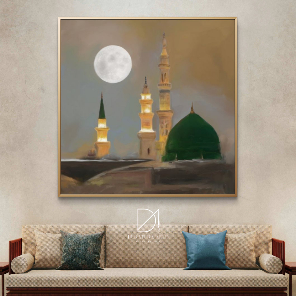 Jual Lukisan Masjid Nabawi Mewah Islami - Lukisan Kotak Plus Frame ...