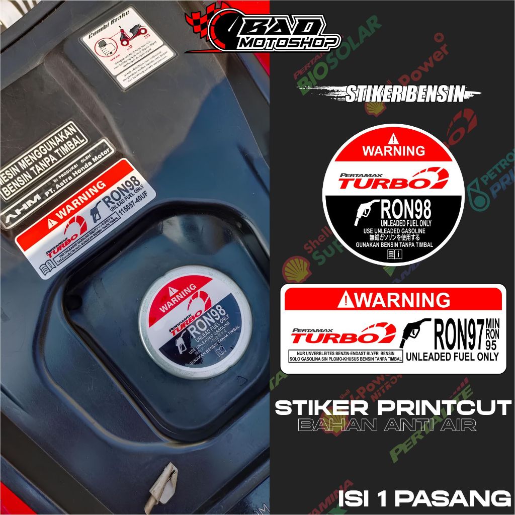 Jual Stiker warning pertamax shell sticket tutup bensin motor mobil ...