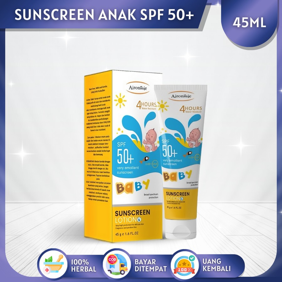 Jual Sunscreen Baby Kids Anak SPF50+ UVB+UVA Aman Sunscreen anak Krim ...