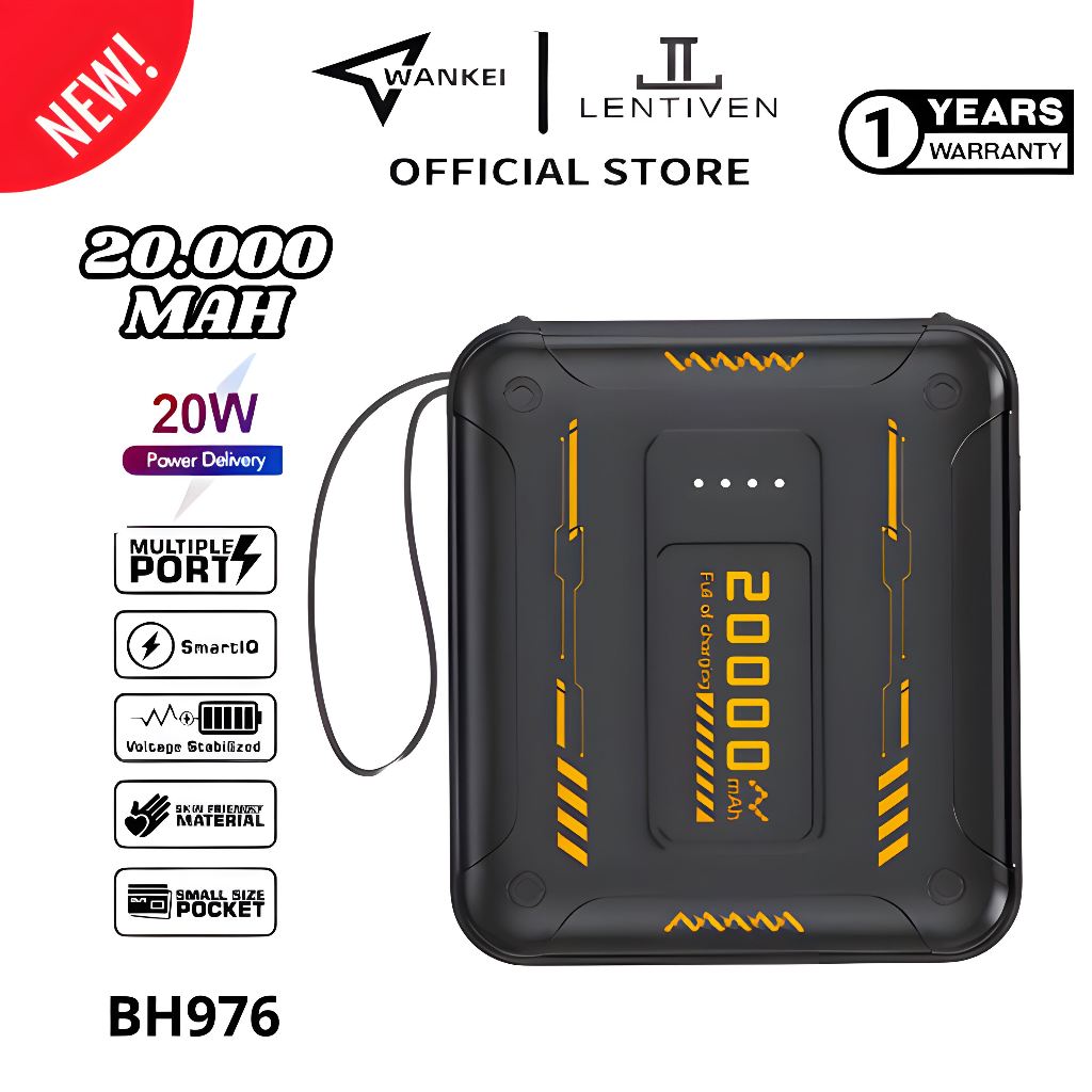 Jual WANKEI LENTIVEN Powerbank 20000mAh Mini Fast Charging 4 Kabel Data ...