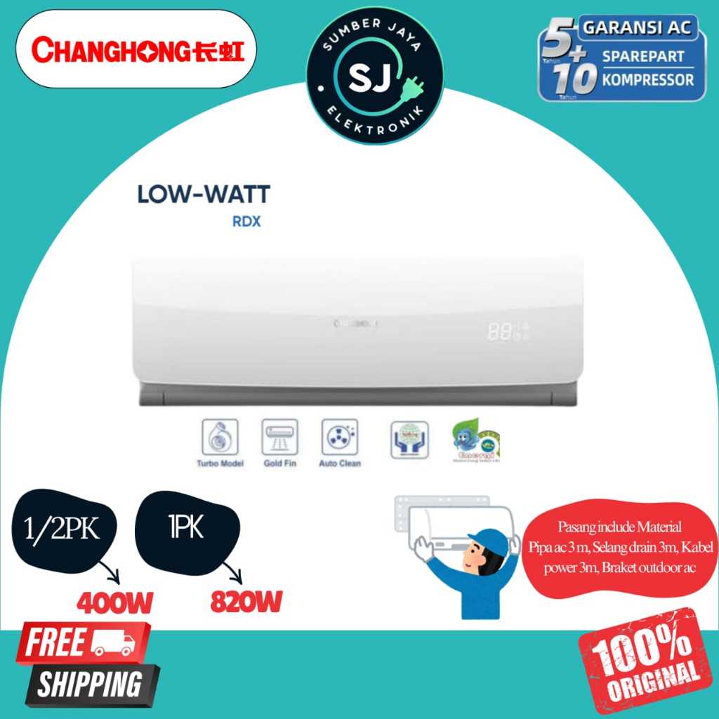 Jual AC Changhong low watt CSC5RDX/ CSC09RDX 1/2PK / 1PK AC Changhong ...