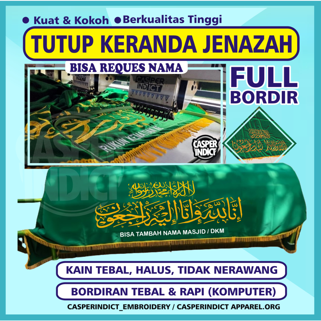 Jual KAIN TUTUP KERANDA JENAZAH FULL BORDIR BISA CUSTOM NAMA MASJID ...