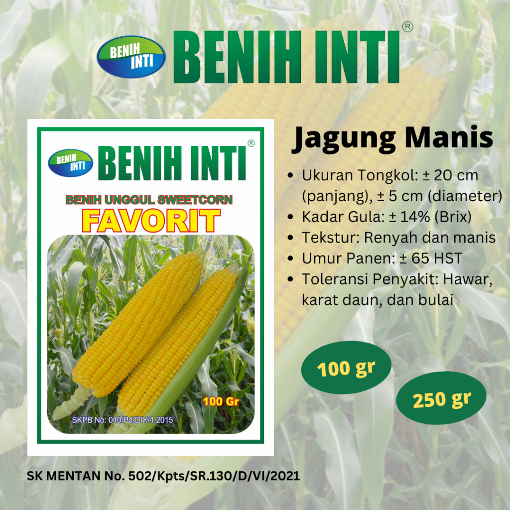 Jual Benih Jagung Manis Non Hibrida OP Favorit Benih Inti | Shopee ...