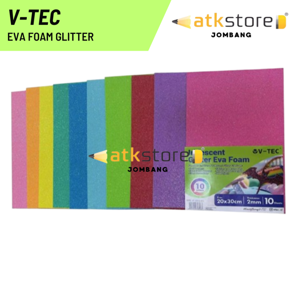 Jual 10LBR V-TEC Glitter & Biasa Eva Foam Diy Crafting Busa Art ...