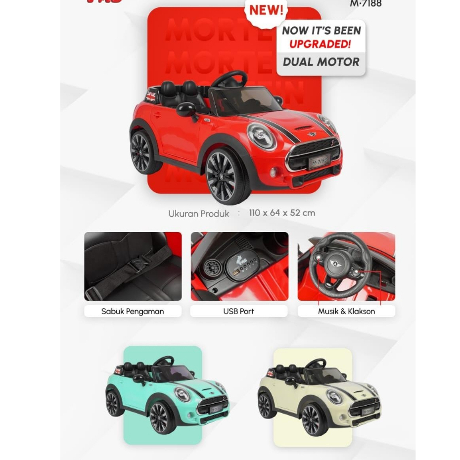 Jual Mainan Anak Mobil MINI COOPER M 7188 Mobil Aki Anak Mortein M7188 ...