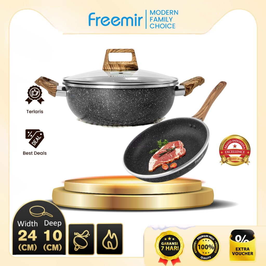 Jual [SPECIAL KAK LILA] freemir Combo Set 24 Cm Wajan Kuping Tutup Kaca ...