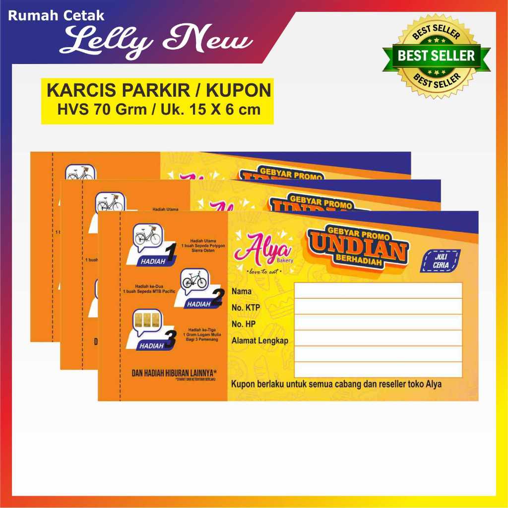 Jual KUPON UNDIAN / KUPON JALAN SEHAT / VOCER / KARCIS PARKIR / TIKET ...