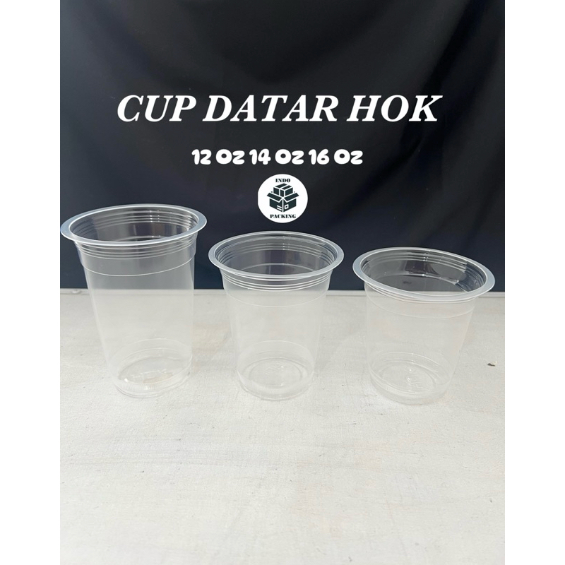 Jual (isi 50) Cup Hok Datar 12 Oz 14 Oz 16 Oz / Cup Minuman / Gelas Hok ...