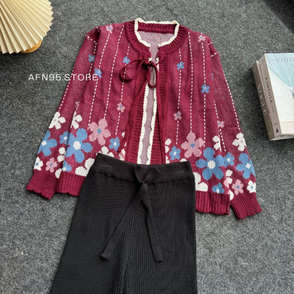 Jual Oneset Kulot Rajut | Setelan Cardigan Rajut Wanita Korean Style - RISDA Outer Rajut MOTIF ...