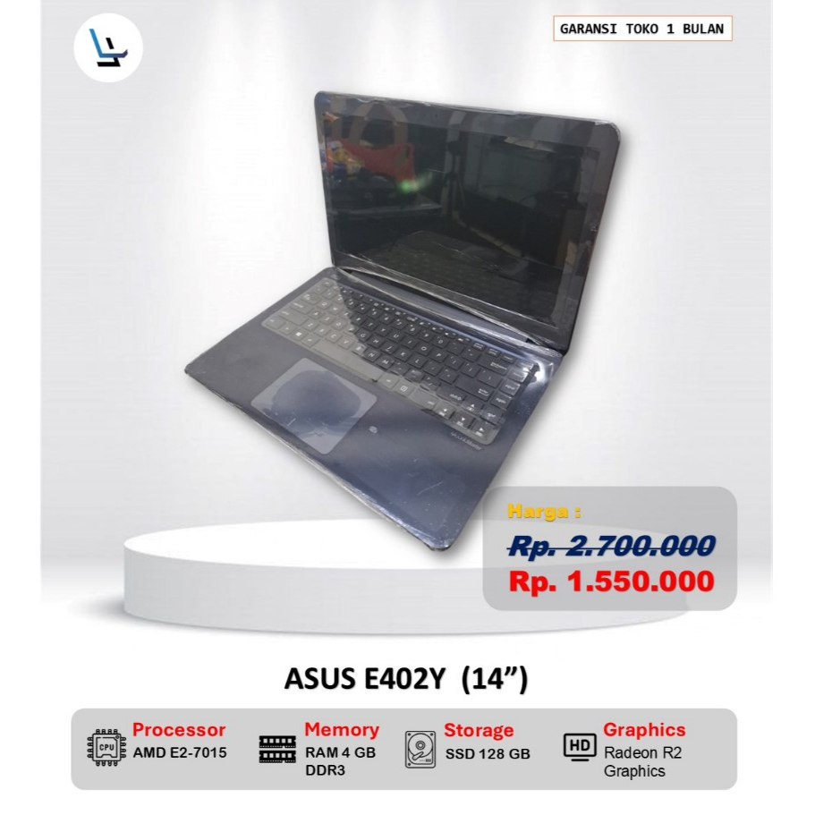 Jual LAPTOP ASUS X540Y / RAM 4GB / SSD 128GB / 14 INCH | Shopee Indonesia