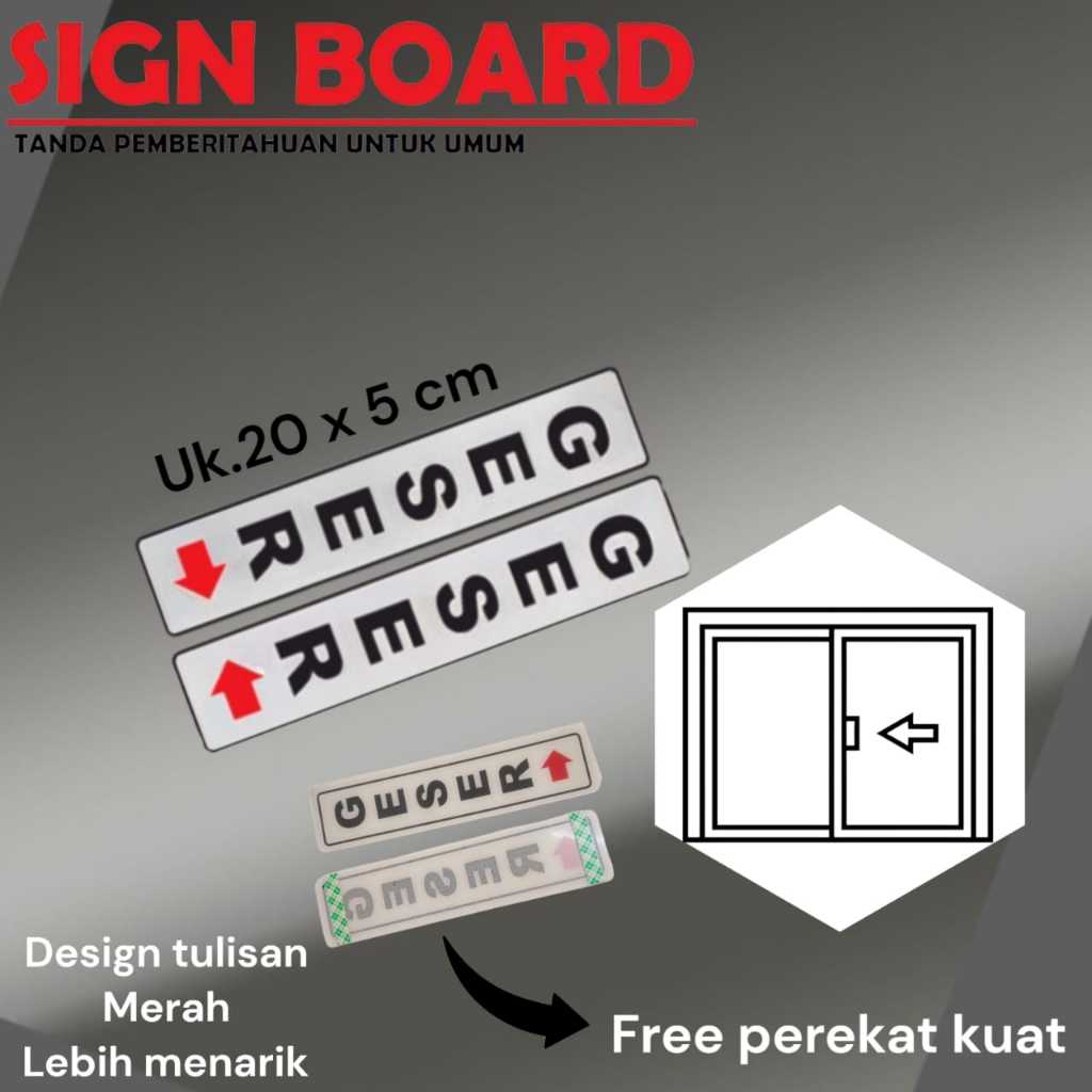 Jual sign label (tulisan MERAH ) GESER petunjuk papan tanda tulisan ...