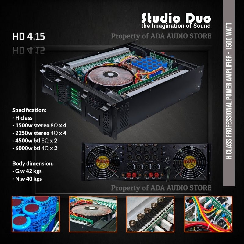 Jual Power Amplifier Kelas H STUDIO DUO 4 CH HD4.15PRO HD415 PRO HD 415 ...