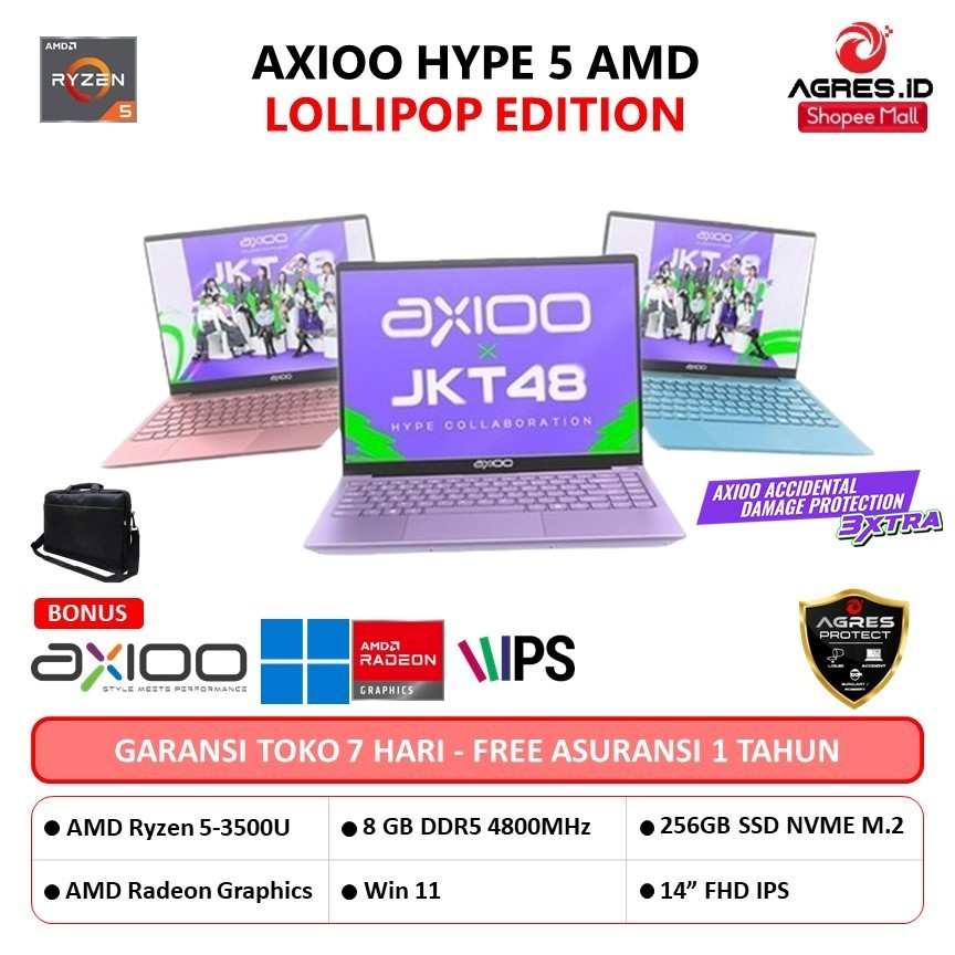 Jual AXIOO HYPE 5 AMD JKT48 X3 RYZEN 5 3500 8GB 256GB W11 14.0FHD IPS LOLLIPOP EDITION (STICKER ...