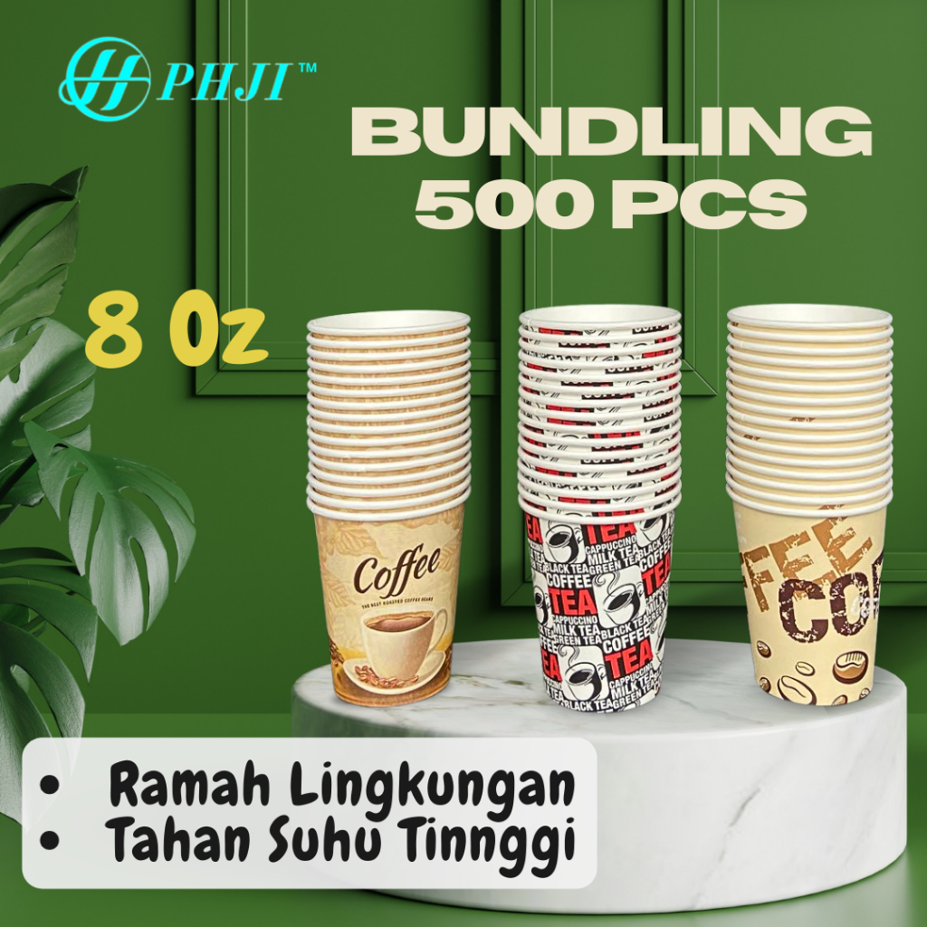Jual 10 PACK [ ISI 500 PCS ] PAPERCUP 8 OZ (240 ML) GELAS KERTAS FULL ...