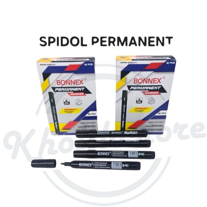 Jual (12 pcs) Spidol Besar Bonnex Permanent Marker PM-12 | Shopee Indonesia