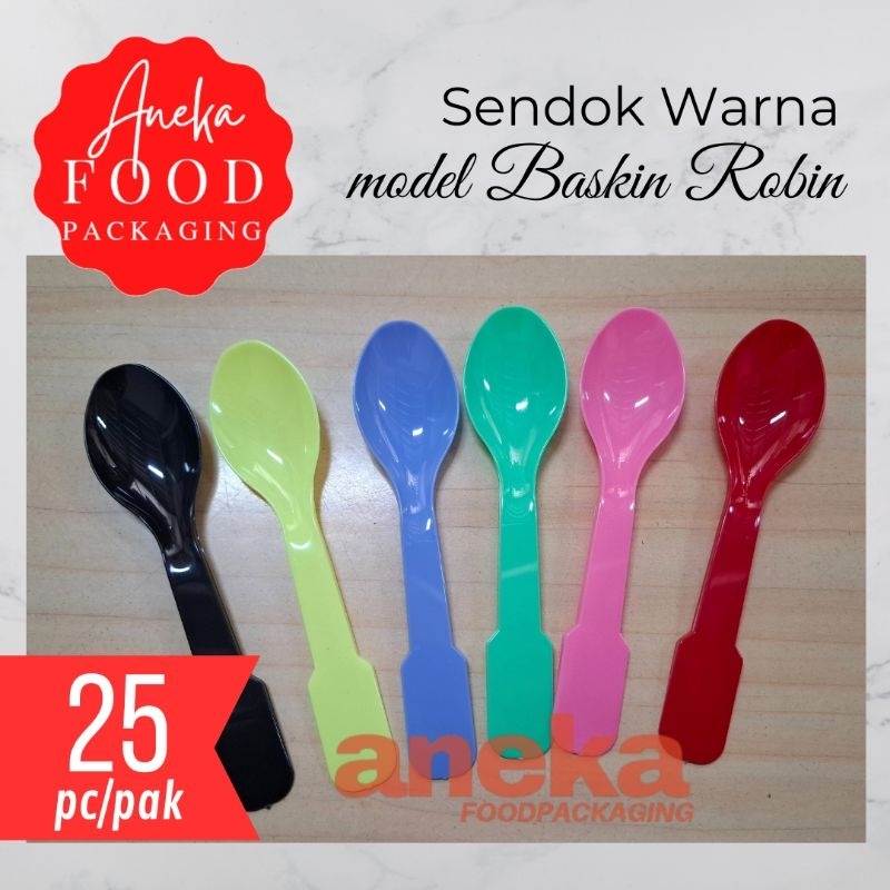 Jual 25pc- Sendok besar BASKIN ROBIN warna puding es krim plastik ...