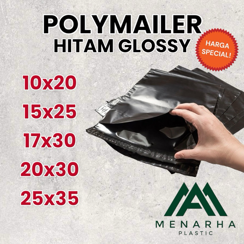 Jual Polymailer Hitam Glossy Isi 100pcs / Plastic Packing Murah Online Shop | Shopee Indonesia
