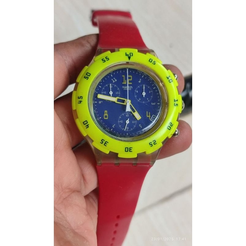 Jual Jam swatch aqua chrono big size full original | Shopee Indonesia