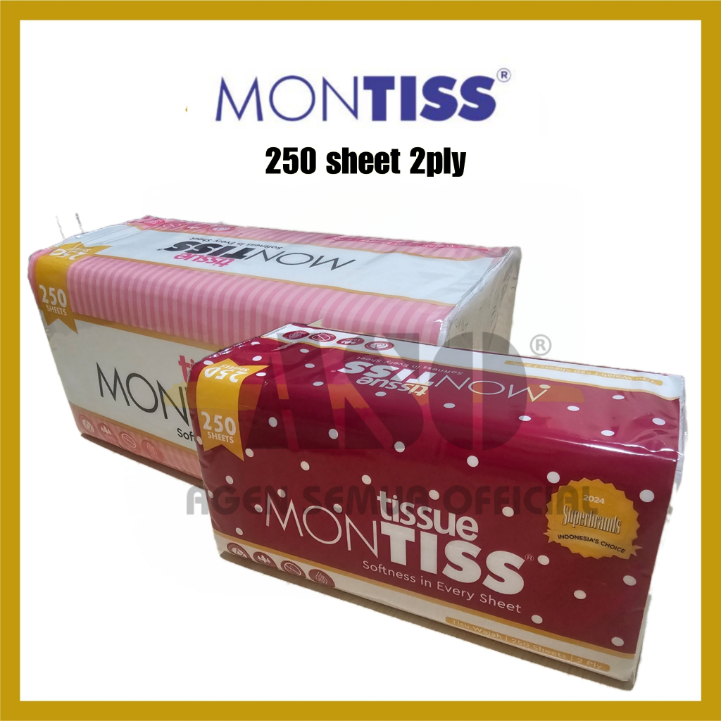 Jual Tisu Tissue MONTISS 250 sheet 2ply facial tissue PROMO ...
