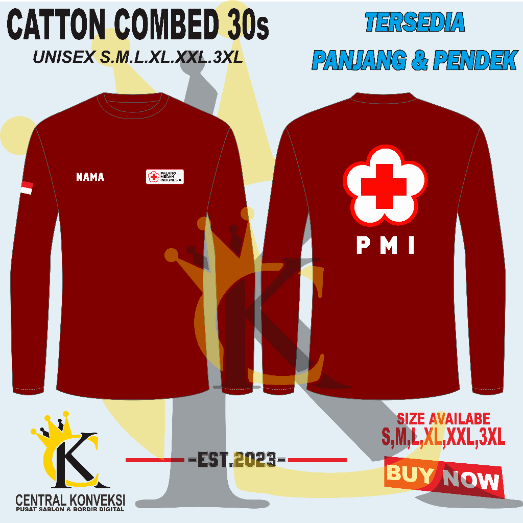 Jual Kaos PMI / Tshirt Kaos PMI / Kaos Palang Merah Indonesia Logo ...