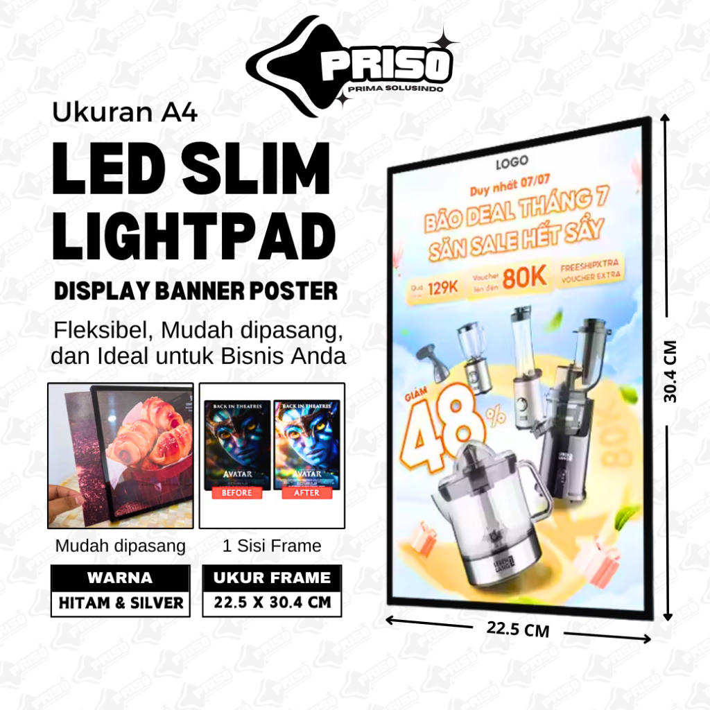 Jual Priso Led Slim Lightpad A4 Display Poster Neon Box Menu Lampu ...