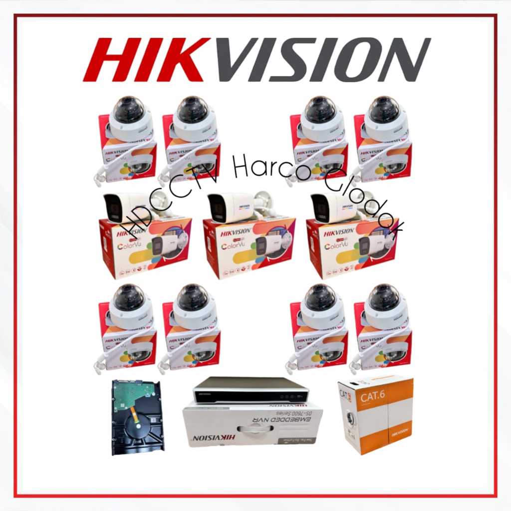 Jual PAKET IP CAMERA HIKVISION CCTV 11 Camera 4MP COLORVU AUDIO LENGKAP ...