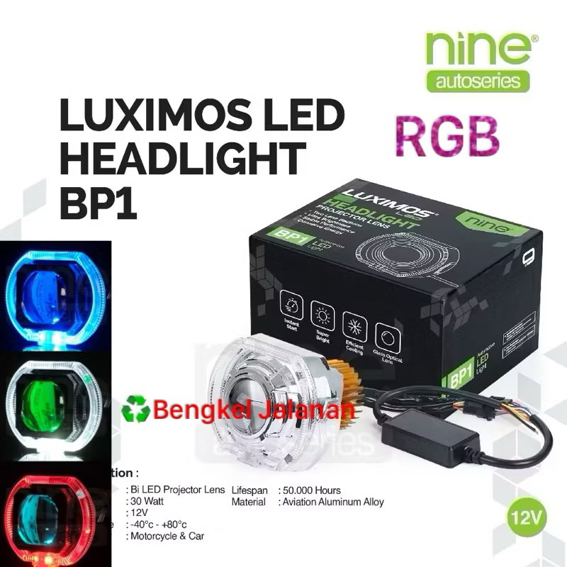 Jual LAMPU LED PROJIE BILED 4.5 INCH DEVIL 3 MODE RGB NINE LUXIMOS BP1 ...