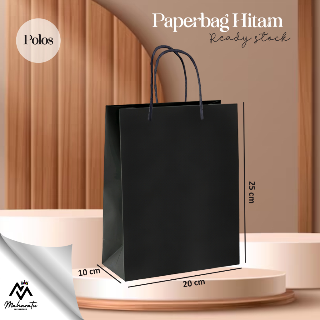 Jual [SATUAN] PAPER BAG HITAM POLOS MURAH - TAS SOUVENIR PERINKAHAN READY STOCK COCOK UNTUK ...
