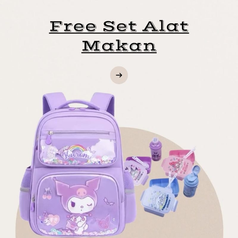Jual Tas Ransel Sekolah Sanrio Mika Kuromi 2in1 Ransel Anak Sekolah Perempuan PAUD TK SD Free ...