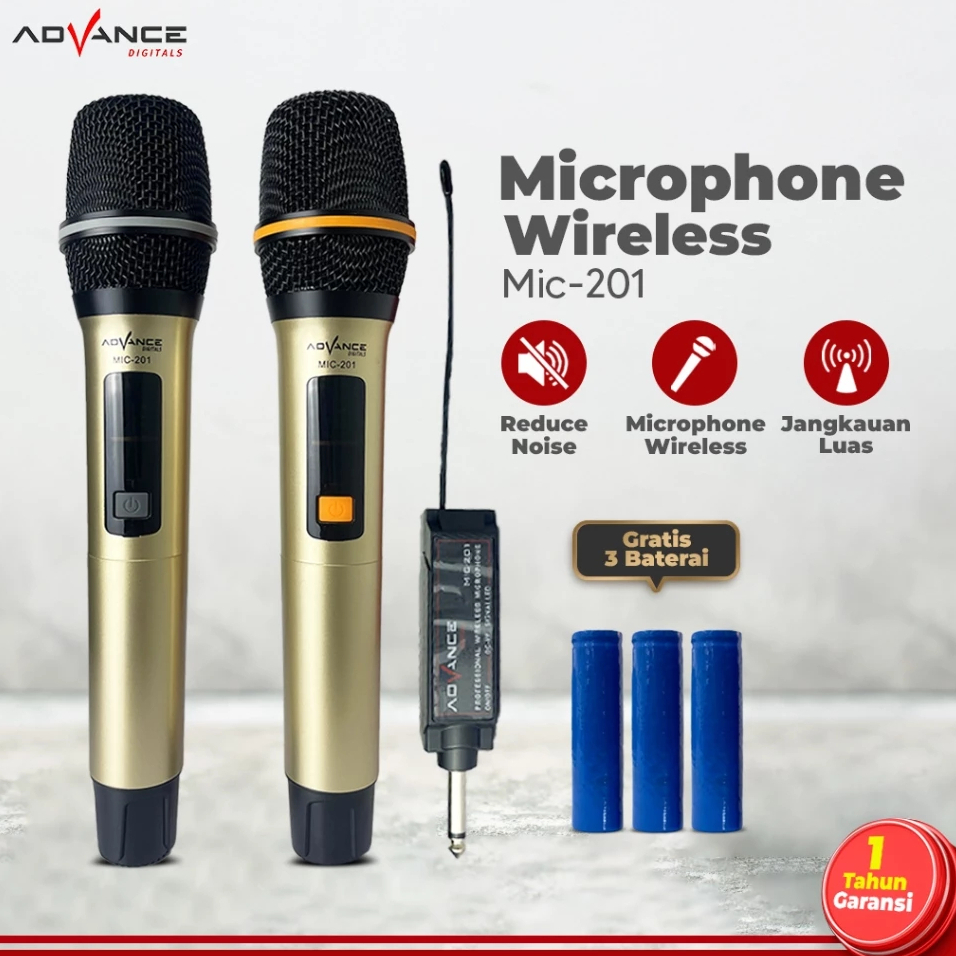Jual Advance MIC201 Double Mic Bluetooth Karaoke Wireless Microphone ...