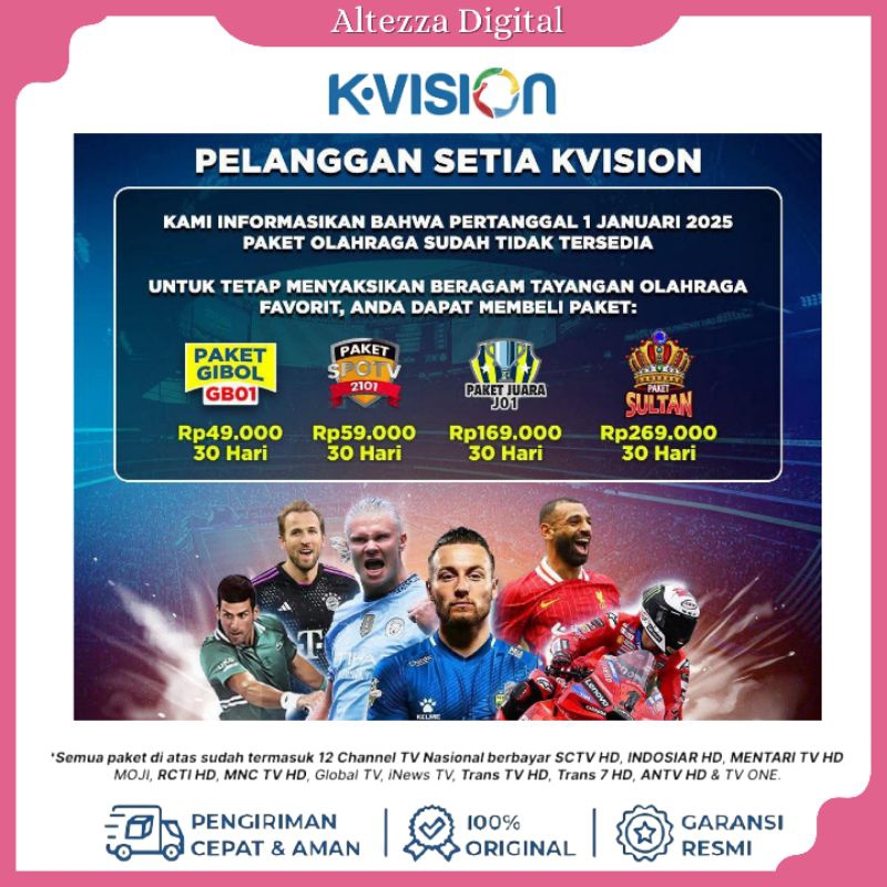 Jual Tv Voucher Paket K-Vision Gibol ,SPOTV, Juara, Sultan Bisa Semua jenis K-vision | Shopee ...