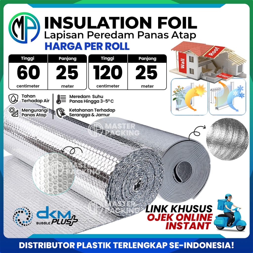 Jual Peredam Panas Atap DKM Bubble Insulation Foam Foil Roll 25meter ...