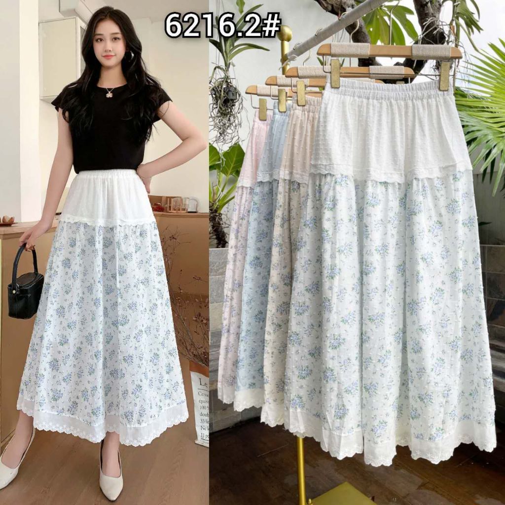 Jual ROK WANITA RENDA BUNGA 6216-2# COTTON DOT TERBARU CAKEP BANGET ...