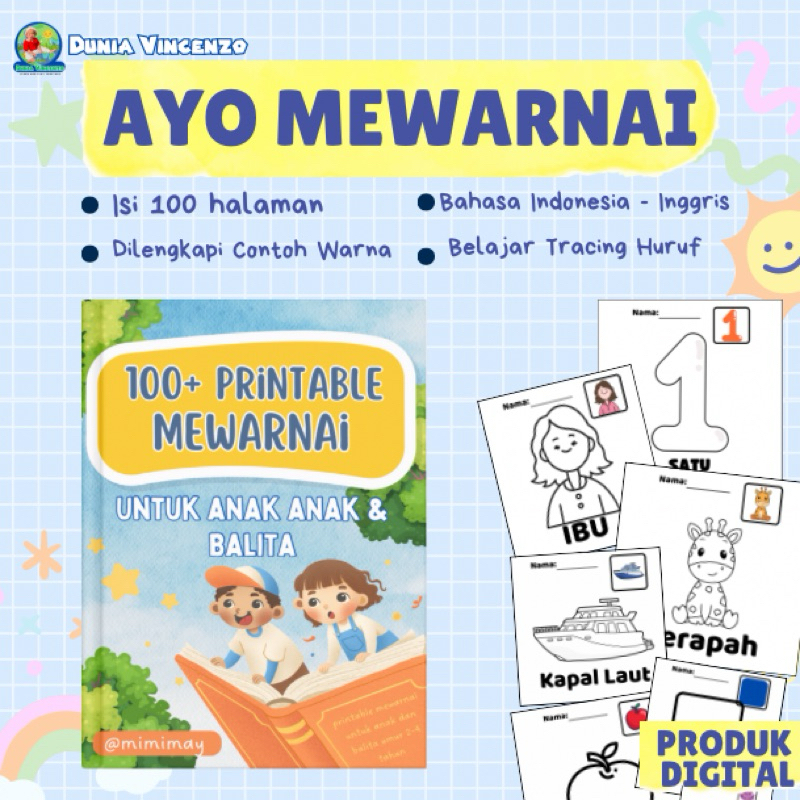 Jual 100+ Halaman Worksheet Mewarnai – Cetak & Warnai Kesenangan Anak ...