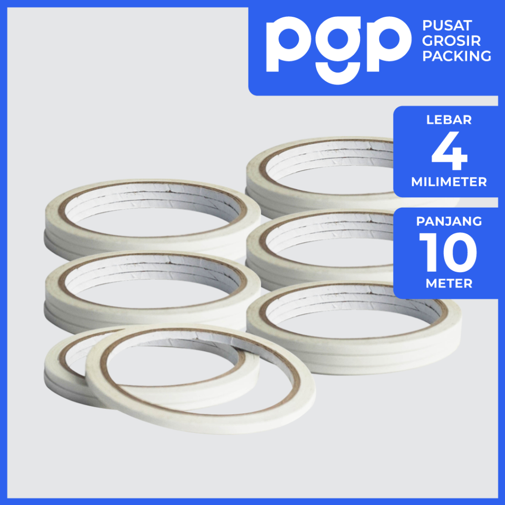 Jual Double Tape Kertas 4mm x 10 Meter | 1 Slop Isi 36 Pcs/Roll ...