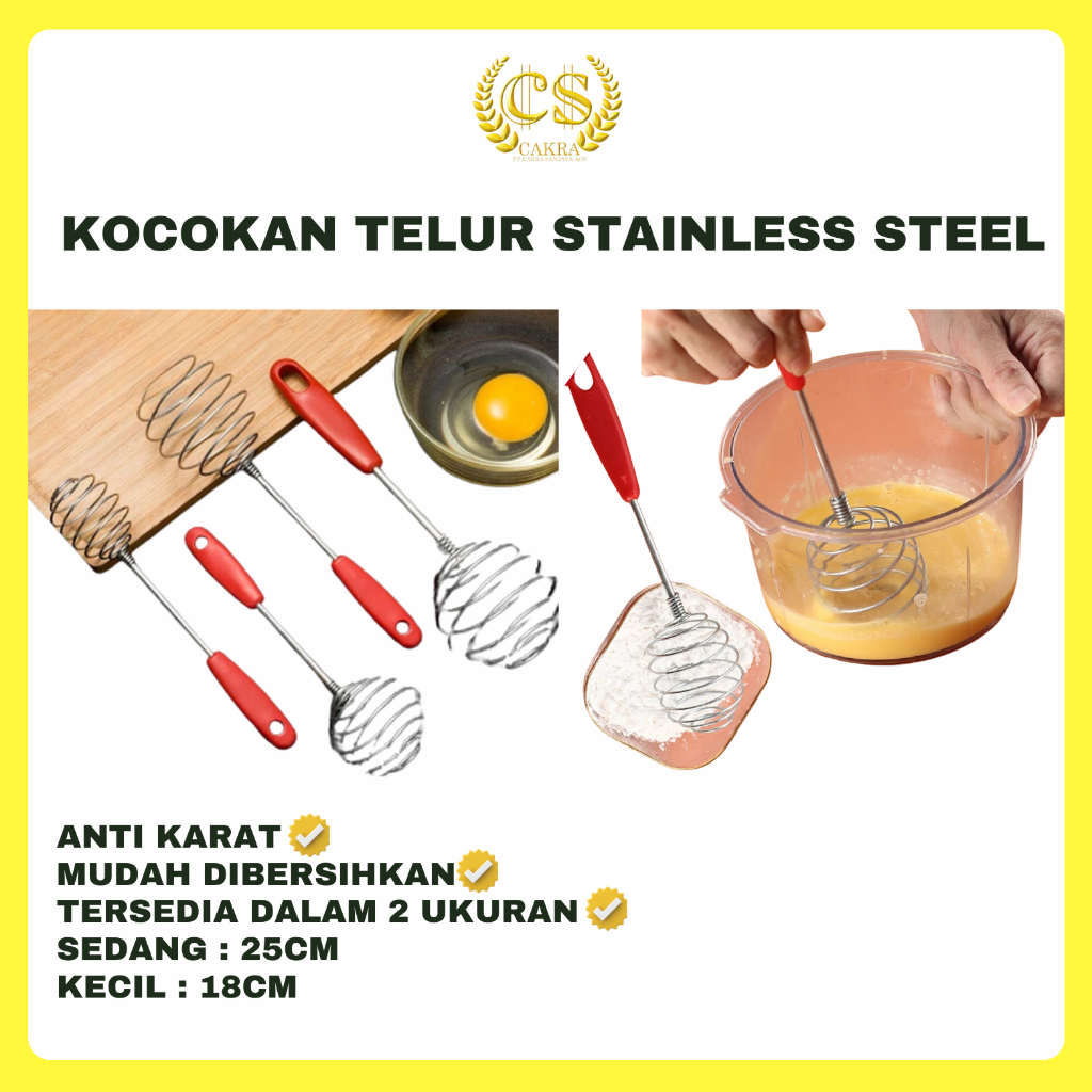 Jual CS Kocokan Telur Stainless Steel Pengocok Adonan Kue Whisk Egg ...