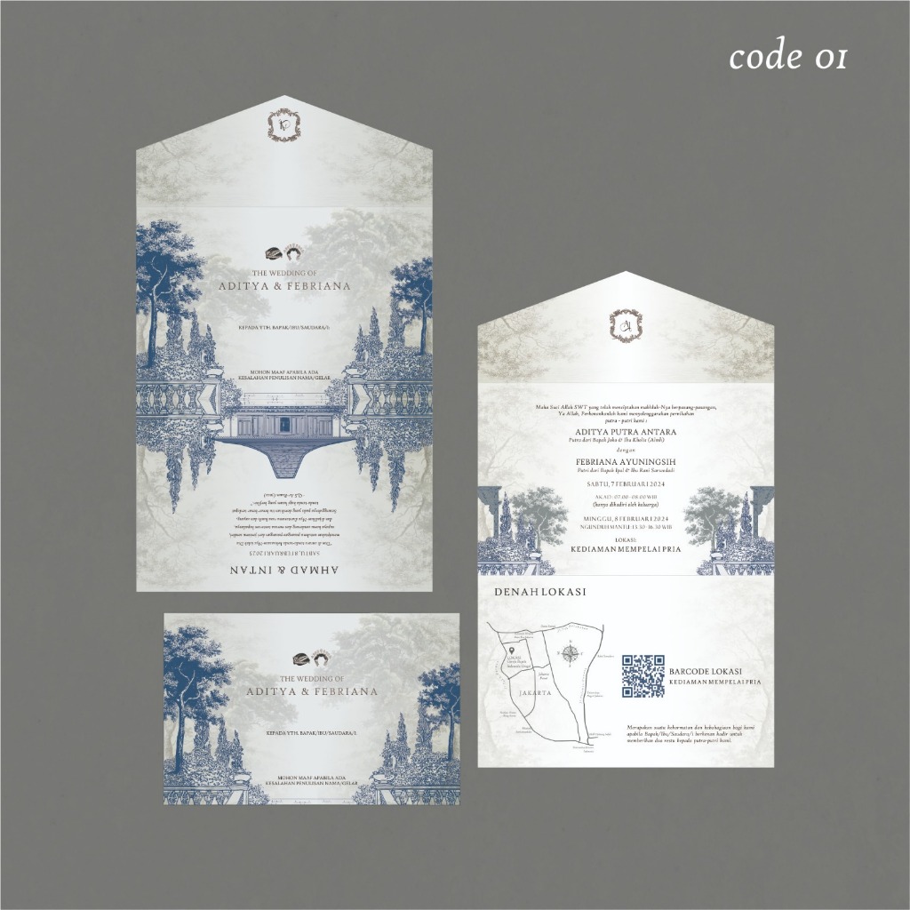 Jual Undangan Softcover Lipat 3 | Undangan Pernikahan | Code 1 (WAJIB ...